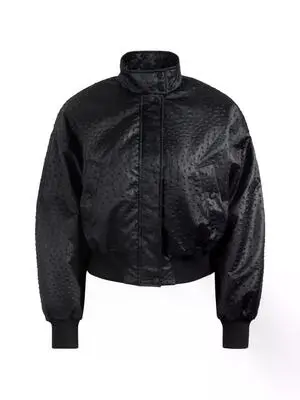 Elisabetta Franchi Ostrich-effect Bomber Jacket - Black
