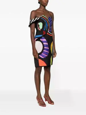 Moschino Abstract-print Ruffled Dress