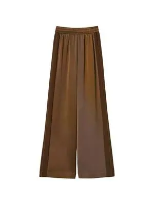 TWINSET Envers Satin Palazzo Trousers - Brown