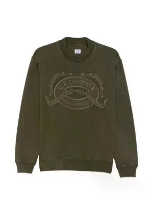 C.P. COMPANY Logo-embroidered Crew-neck Sweatshirt - Green