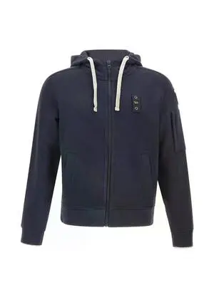 BLAUER. Logo-patch Zip-up Hoodie - Blue