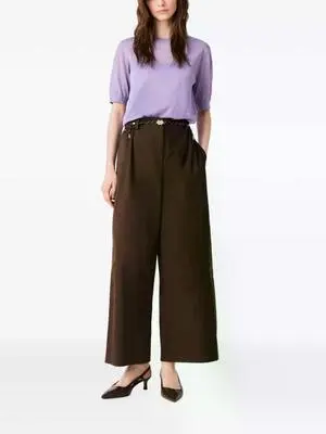 Maje Belted Wide Trousers - Brown