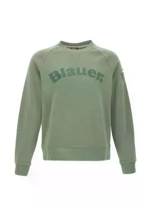 BLAUER. Logo Print Raglan Sleeve Sweater - Green