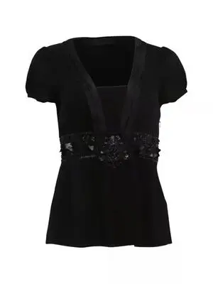 Etro Sequin Embellished Short Sleeve Blouse