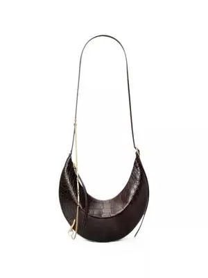 Tory Burch Pierced Croc-embossed Crossbody Bag - Brown