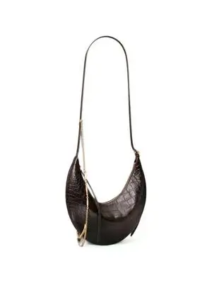 Tory Burch Pierced Croc-embossed Leather Crossbody Bag - Brown