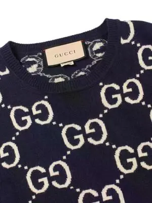 Gucci Gg Jacquard Crew Neck Long Sleeve Sweater