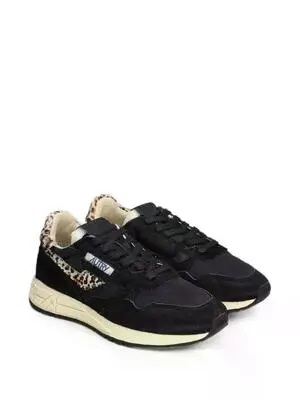AUTRY Reelwind Low Leopard-print Panelled Sneakers - Black