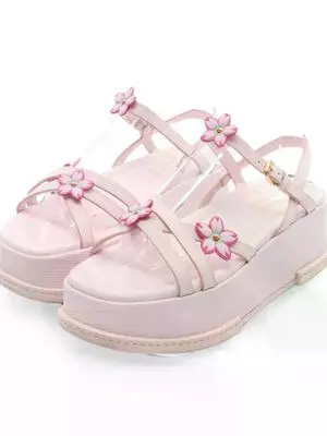 LOUIS VUITTON X Murakami 2010s Flower-detail Leather Sandals - Pink