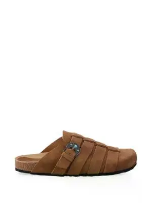 TAJI Buckle-fastening Cage Mules - Brown