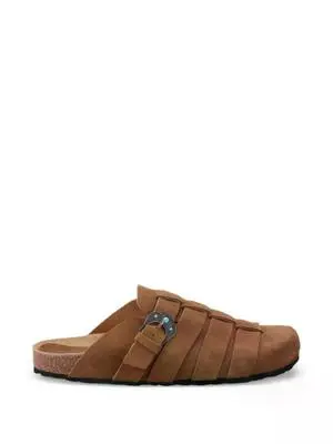 TAJI Buckle-fastening Cage Mules - Brown