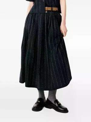 Maje Embellished A-line Midi Skirt - Navy