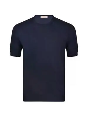 GRAN SASSO Short-sleeve Crew-neck Sweater - Blue