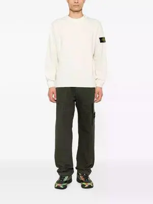 Stone Island Logo Patch Crew Neck Sweater - Neutrals