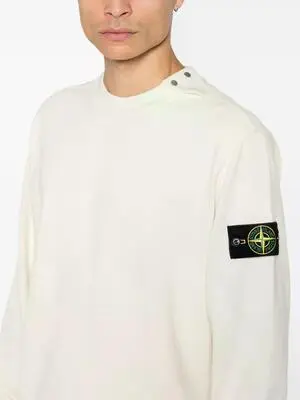 Stone Island Logo Patch Crew Neck Sweater - Neutrals