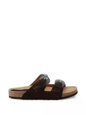 TAJI Suede Buckle Sandals