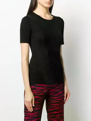 P.a.r.o.s.h Ribbed-knit Short-sleeve T-shirt - Black