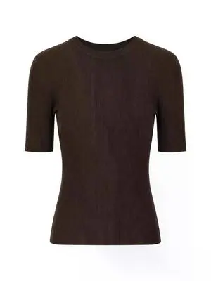 P.a.r.o.s.h Ribbed-knit Short-sleeve T-shirt - Brown