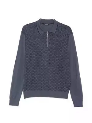 Stefano Ricci Geometric-pattern Zip-fastening Polo Shirt - Blue