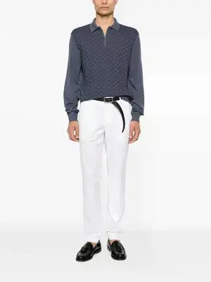 Stefano Ricci Geometric-pattern Zip-fastening Polo Shirt