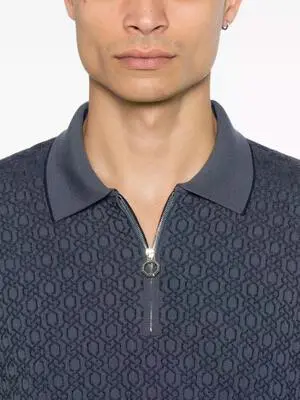 Stefano Ricci Geometric-pattern Zip-fastening Polo Shirt