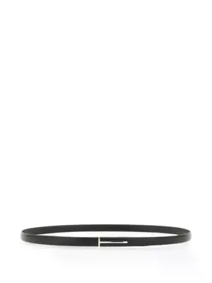 TOM FORD Hammered-leather T Slim Belt - Black