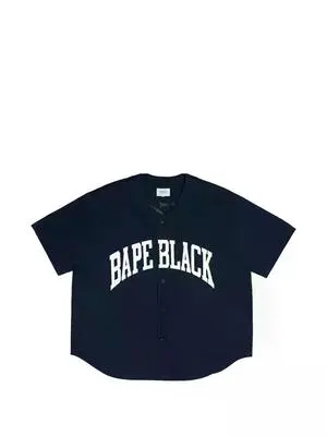 A BATHING APE Logo-print Collarless Shirt - Blue