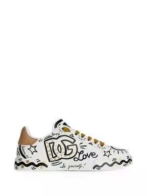 Dolce & Gabbana Calfskin Portofino Sneakers - White