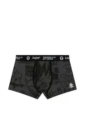 AAPE BY *A BATHING APE Moonface Graffiti-print Boxers - Black