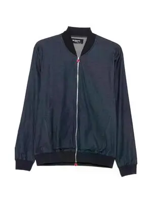 Kiton Zip-up Bomber Jacket With Denim Texture - Blue