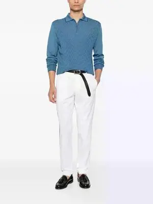 Stefano Ricci Geometric-pattern Zip-fastening Polo Shirt