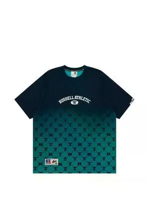 AAPE BY *A BATHING APE X Russell Athletic Logo-patterned T-shirt - Blue