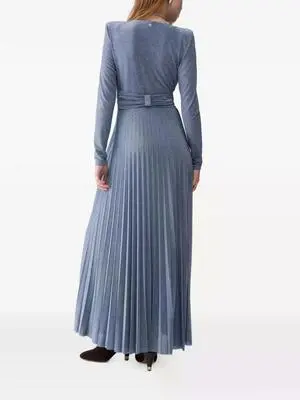 Liu Jo Long Pleated Lurex Dress With Jewelled Waist Accessory