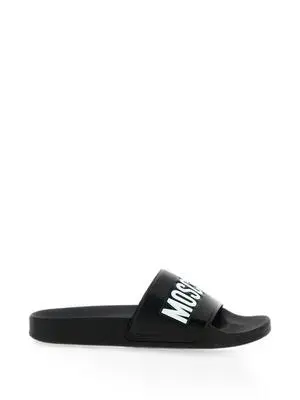 Moschino Logo-embossed Slides - Black