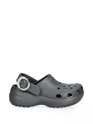 CROCS Platform Dipped Buckle Platform Mules - Grey