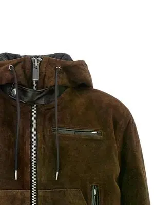 Sacai Suede-panelled Leather Jacket