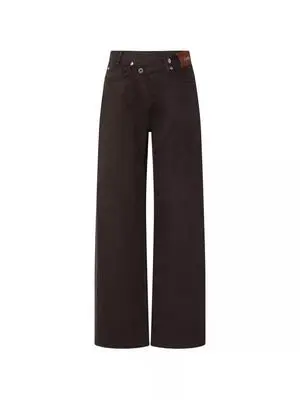 Liu Jo Straight Trousers With Asymmetrical Waistband - Brown