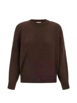 Brunello Cucinelli Diamante Sequin-embellished Sweater - Brown