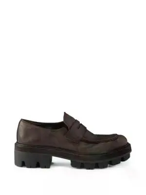 Prada Leather Loafers - Brown