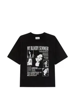 AMISH SUPPLIES Graphic-print Cropped T-shirt - Black