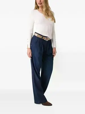 Guess Ellie Ribbed-knit V-neck Sweater - Neutrals