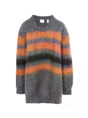 Burberry Striped Intarsia Knit Sweater - Grey