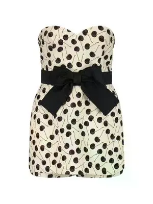 Red Valentino Cherry-print Bow-detail Playsuit - Neutrals