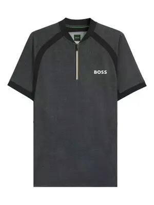 BOSS Panelled Zip-neck T-shirt
