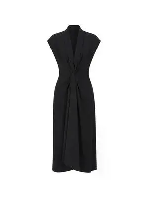 HANITA Knot-detail Draped Midi Dress - Black