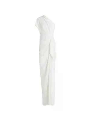 RHEA COSTA Elena One-shoulder Draped Gown - White