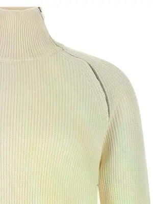 RIVIERA Ribbed Knit Asymmetric Zip Sweater