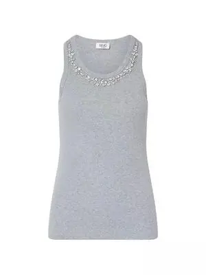 Liu Jo Ribbed Tank Top With Embellished Neckline