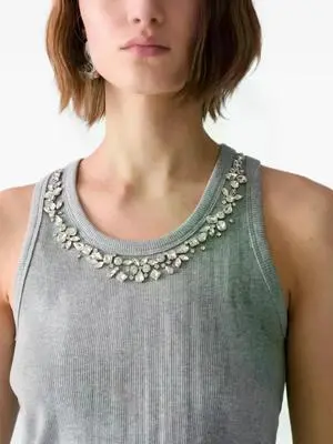 Liu Jo Ribbed Tank Top With Embellished Neckline