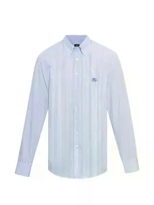 Etro Stripe-pattern Embroidered-logo Shirt